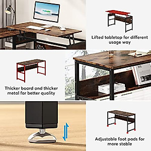 Tribesigns L Shaped Desk with Lift Top, Corner Computer Desk with Storage Shelves, Sit to Stand L Shaped Writing Desk, Industrial Computer Desk Home Office, 59'' Writing Desk with Monitor Stand