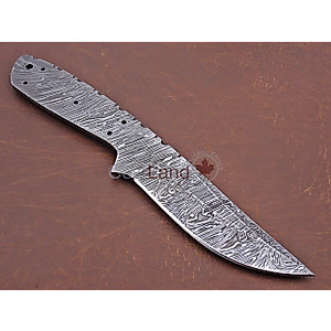 ColdLand 9.25" Damascus Steel Knife Blade Blank with Bolster - Hand Forged Knife Blanks Full Tang Ideal for Knife Making Supplies, Hunting, Fishing, Camping, Outdoor Sports NB24