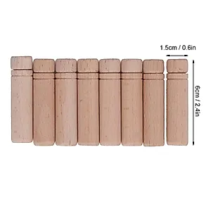 GLOGLOW Sewing Needle Box, 8pcs Wooden Needle Case Anti Lost Polishing Portable Sewing Needle Holder with 3 Stickers for Hand Sewing Needles