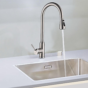 Pull Down Spray Head for Kitchen Faucet, 3 Modes with 9 Adapters, Faucet Head Replacement Compatible with Moen, American Standard, Kohler Faucets, Delta, Brushed Nickel