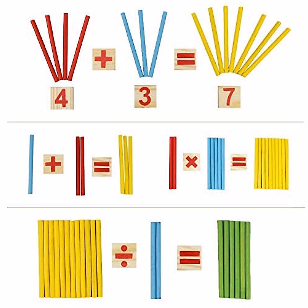 KUTOI Counting Number Blocks and Sticks | Montessori Toys for Kids Learning| Homeschool Supplies for Math manipulatives | Toddlers Educational Wooden rods with Storage Tray