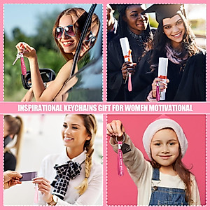 Sasylvia 24 Pcs Inspirational Quote Keychains Bulk for Women Men Girls Party Favor Gifts Silicone Motivational Quote Keychain Rings (Pink)