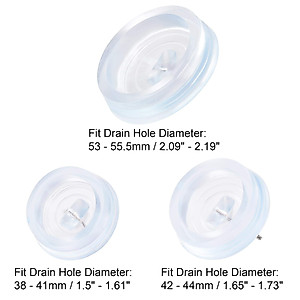 uxcell Drain Stopper, 3 Sizes Rubber Sink Stopper Plug 37mm/41mm/52mm with Hanging Ring Clear Blue for Bathtub Kitchen and Bathroom 1Set (3 Pieces)