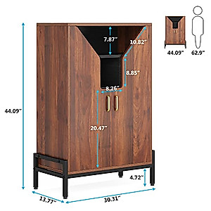 Tribesigns Shoe Cabinet, 7-Tier Large Shoe Storage Cabinets for Entryway 23 Pairs Shoes Cabinet with 3 Display Case and Adjustable Partition, Rustic Brown