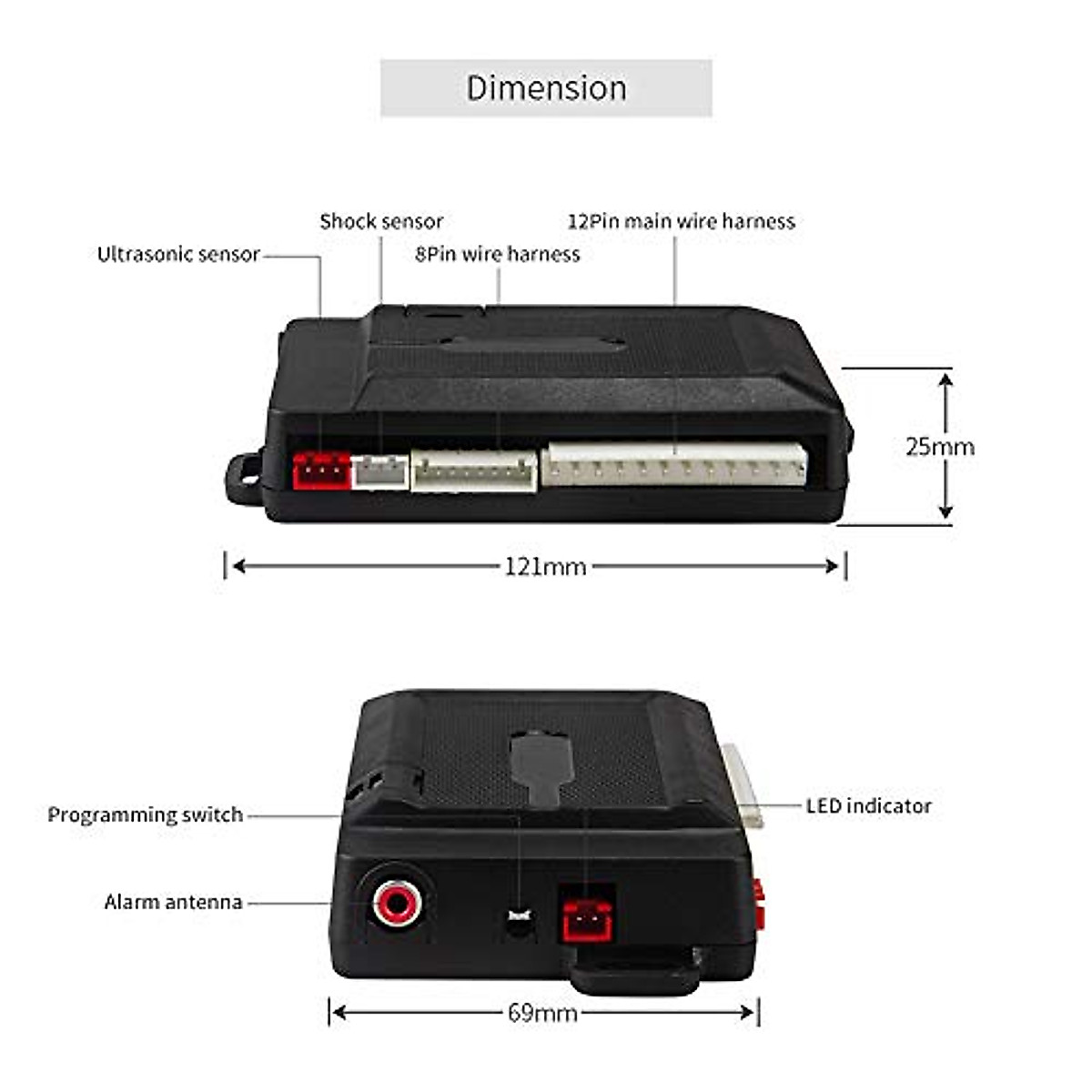 EASYGUARD EC203 2 Way car Alarm System with LCD Pager Display, ultrasonic Sensor & Shock Sensor DC12V
