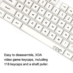 Yoidesu 118 Keys PBT Keycaps, Oil Resistant XDA Cartoon Keycap for General Mechanical Keyboard Gaming Keyboard Keycap with Shaft Puller(White)