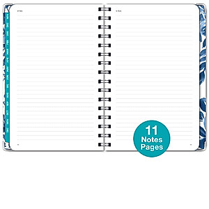 Global Printed Products HARDCOVER 2024 Planner: (November 2023 Through December 2024) 5.5"x8" Daily Weekly Monthly Planner Yearly Agenda Bookmark, Pocket Folder & Sticky Note Set (Blue Bloom)