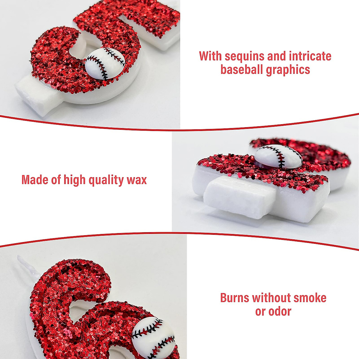 CJPSL Baseball Number Candles, Birthday Cake Topper, Rookie of The Year 1st Birthday, Suitable for Birthday Parties, Baseball Theme Parties and Anniversary Celebration Party Decorations (Number 1)