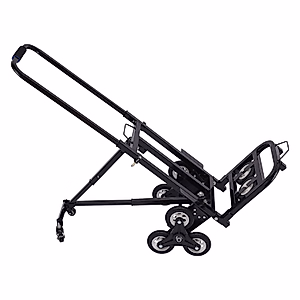 Stair Climbing Cart Portable Climbing Cart 330 LBS Three-Wheel Chassis Portable Stair Climber Hand Truck Heavy Duty with 10 Wheels (Black-330 lbs-10 Wheels)