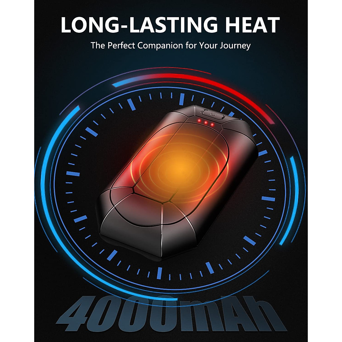 Hand Warmers Rechargeable, Dnaleao 2 Pack 4000mAh Electric Portable Pocket Heater, Heat Therapy Great for Outdoors, Hunting, Golf, Camping, Warm Gifts（Black）