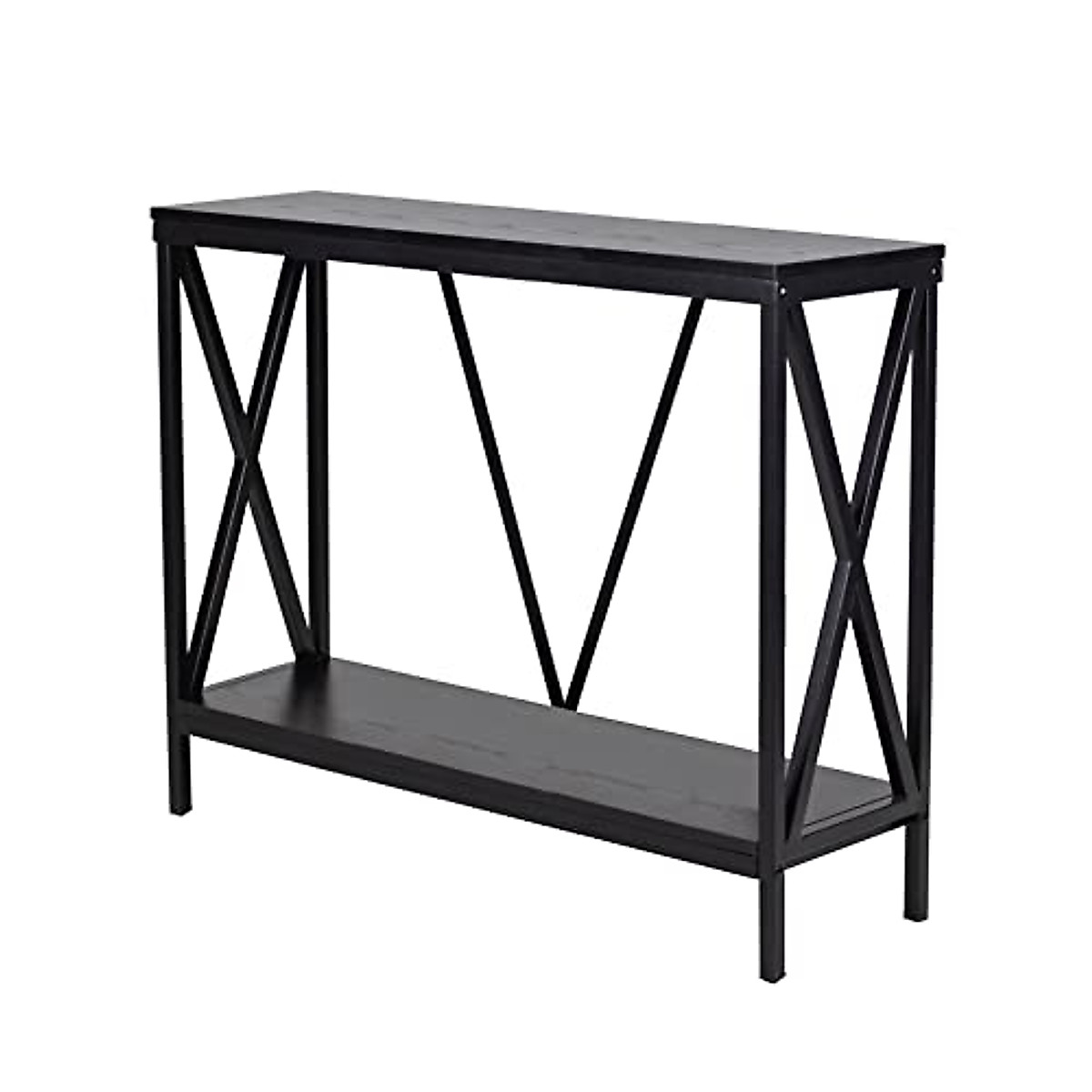 Aquatic Fundamentals 40/55 Gallon Metal/Wood, Aquarium Stand, Console Table, 48.25" L x 13" W, Black