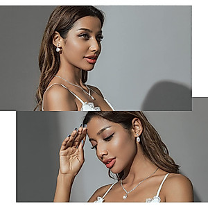 Unicra Bride Crystal Necklace Earrings Bracelet Set Bridal Wedding Jewelry Sets Rhinestone Prom Costume Jewelry Set for Women and Brides (D-3 Pack Gold Necklace Bracelet Earrings)