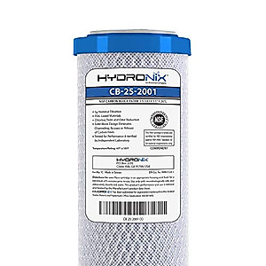 Hydronix CB-25-2001 NSF Coconut Activated Carbon Block Water Filter, 2.5" x 20" - 1 Micron