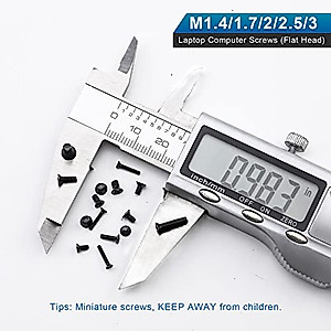 NINDEJIN 720pcs Laptop Notebook Computer Carbon Steel Screws Kit Set, Flat Head Phillips Screw Assortments, M1.4/1.7/2/2.5/3 Countersunk ssd Screws Accessories for SSD Toshiba DELL Sony Samsung
