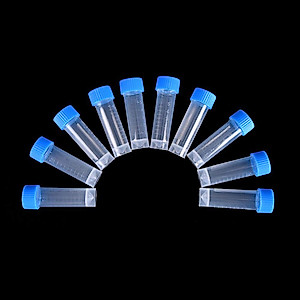 36PCS Cryo Tubes 5ml, Plastic Small vials with Screw caps Sample Tubes,PP Material ，with Silica Gel Gasket，Free from DNase, RNase, Human DNA