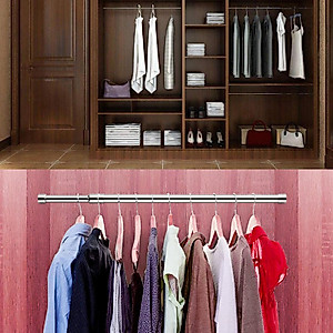 Autuwintor Hanging Closet Rod Heavy Duty with End Caps Adjustable Closet Rod 16-26 Inches Stainless Steel Silver Quantity-1pcs