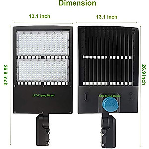 LED Parking Lot Lights 300W, Dusk to Dawn Photocell Sensor Included, Surge Protection Built-in LED Shoebox Area Pole Lights, 1-10V Dimmable, 5000K, 100-277V AC Slip Fitter Mount