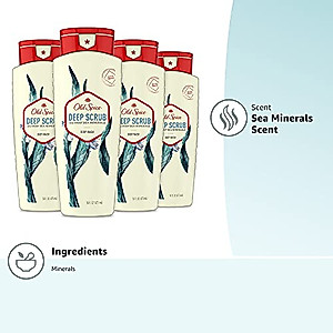 Old Spice Body Wash for Men, Deep Scrub with Sea Minerals Scent, 16 Fl Oz (Pack of 4)