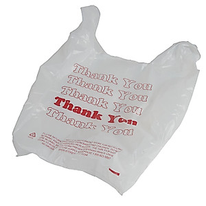SSWBasics White Thank You Bags Case of 500-11 ½” x 6" x 21" - Thickness .48mil HDPE- Standard Supermarket Size, Perfect for Grocery, Retail, Convenience Stores, Take-Out and Home Use