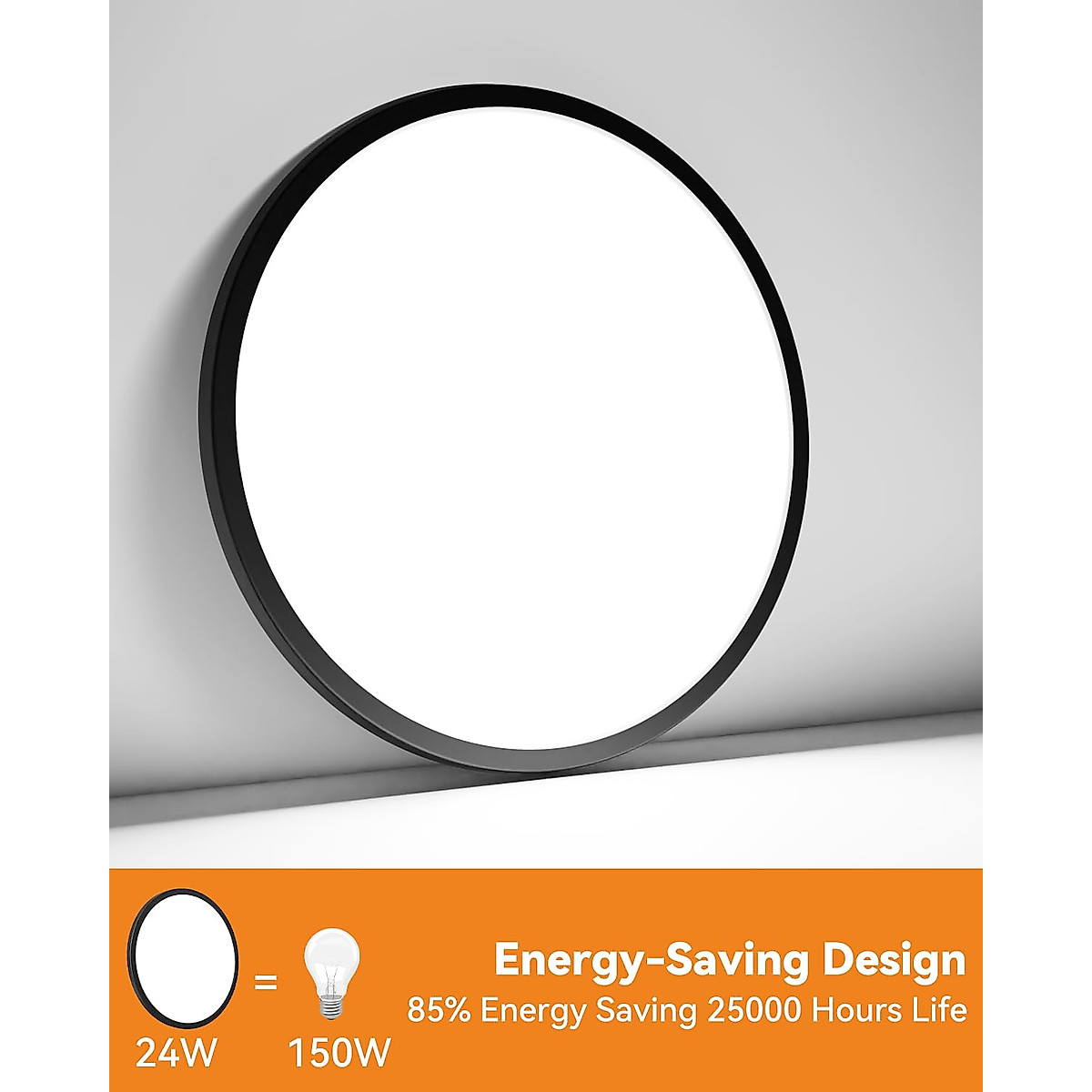 4PACK LED Flush Mount Ceiling Light Fixture Black, 9Inch 24Watt, 3000k/4500k/6000K LED Ceiling Light, Ultra Slim Flush Mount LED Ceiling Lamp for Bedroom, Living Room, Kitchen, Hallway,NOT-DIMMABLE