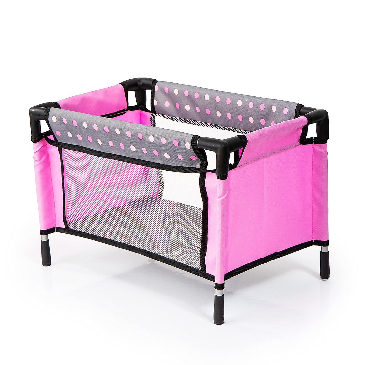 Bayer Doll High Chair/Crib Set, Grey, Pink with Dots