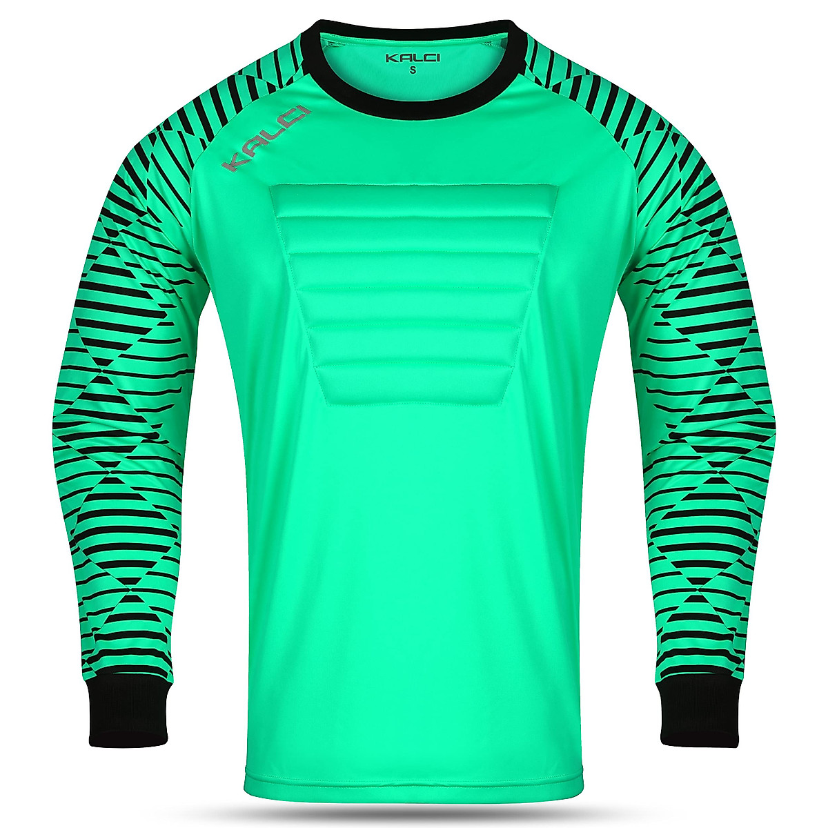 Kalci Soccer Goalie Jersey Padded Football Shirt for Adult/Kids Long Sleeve Football Padded Shirt Mens Goalkeeper Jersey Sea Green-AL