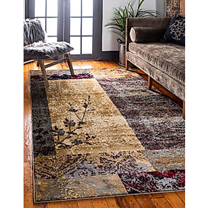 Unique Loom Barista Collection Area Rug - Pache (9' x 12' Rectangle, Beige/ Black)
