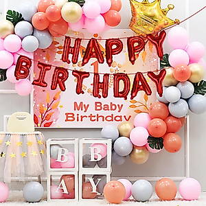 3D Red Happy Birthday Balloons Banner 16 Inch Mylar Foil Balloon Letters Balloons Red Aluminum Foil Letters Sign Bunting Reusable Party Decor for Kids Boys Men Women Adult Baby Shower Party Supplies