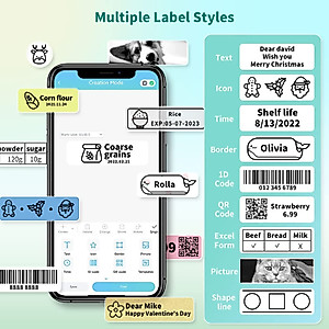 Label Maker, Mini Label Maker Machine with Tape, Portable Bluetooth Label Printer, Wireless Labeler Handheld Sticker Maker Included Multiple Templates Available for Storage, Study, Office, Home