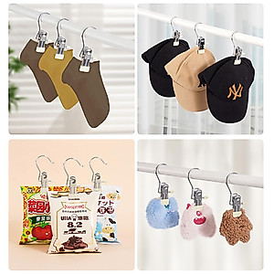 Hangers Clips,Stainless Hooks for Closet Hooks,Laundry Hanging Hooks,Travel Portable Clothes,Boot Tall Towel Hats Socks Pants and Bras (10, Black)