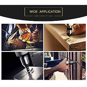 Tomato Palace Countersink Drill Bit Set 3 PCS High Carbon Steel Universal 1/4 inches Hex Shank Countersink Drill Bit Set for Wood + Spring Loaded Automated Center Punch