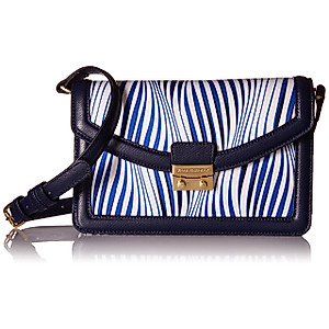 Vera Bradley Women's Faux Leather Tess Crossbody Purse, Wavy Stripe Navy, One Size