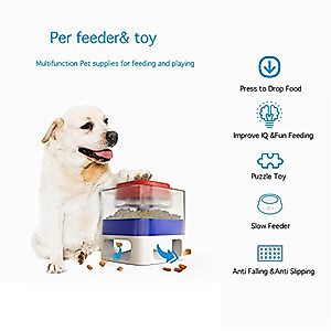 Monotre Dog Puzzle Feeder Toy with Button Interactive Mental Stimulation Food Dispenser, Improve Dog IQ Slow Feeding to Protect The Intestines, Suitable for Large, Medium and Small Dogs