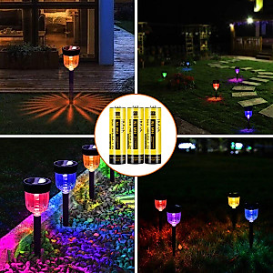 iMah HR6 AA Rechargeable Batteries for Solar Lights 800mAh 1.2V Ni-MH Battery for Outdoor Pathway Garden Lamps, Pack of 8