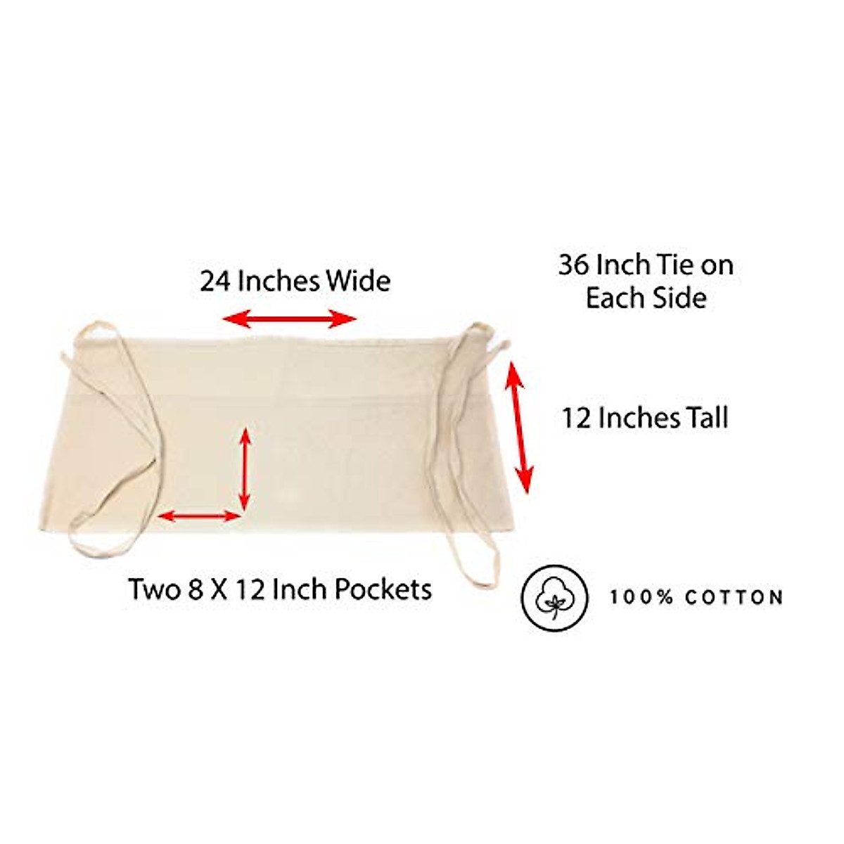 Nickanny's Cotton Apron, Clothesline, and Natural Heavy Duty Wood Clothespins w/Metal Spring Set (Apron Pins)