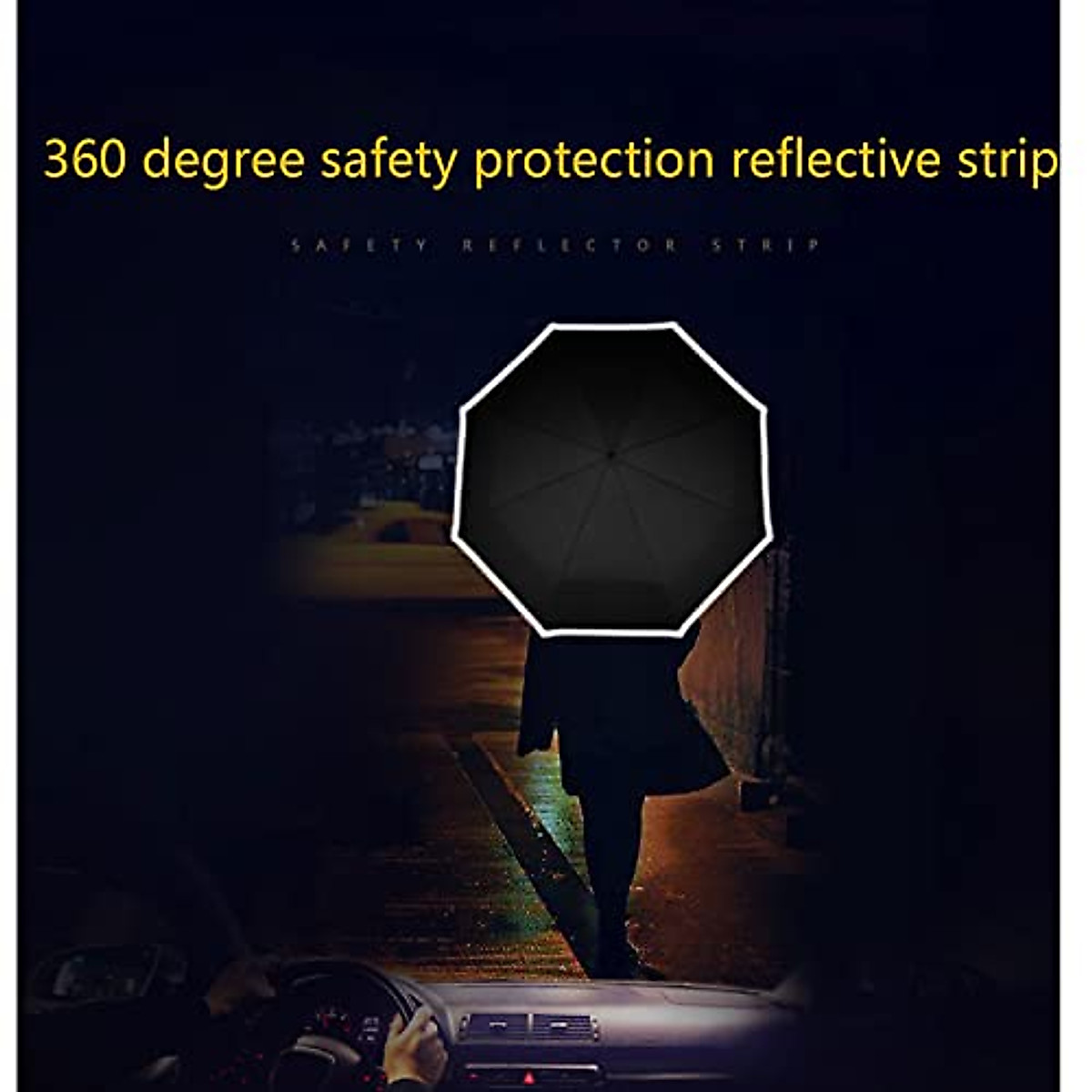 MRTLLOA 49 Inch Large Windproof Travel Umbrella, Double Canopy Vented Waterproof Compact Folding Golf Umbrellas for Rain, Portable for Car, Backpack, Luggage(49 Inch, Black)