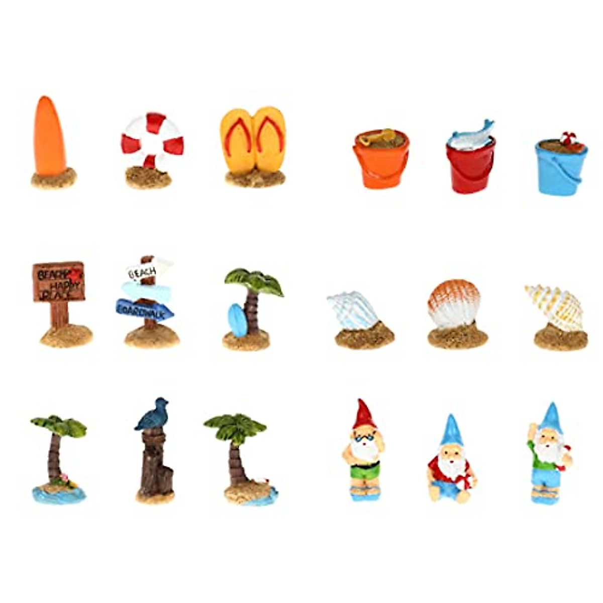 32 Pieces - Mini Fairy Garden Accessories Set Terrarium Kit Miniature Houses and Figurines Garden Decor Outdoor Village Scene Craft Kit (Beach Fairy Garden)