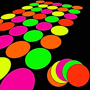 WILLBOND 25 Sheets Neon Papers, Glow Party Decoration Supplies DIY Dance Floor Moves Games Classic Twister Uv Reactive Multi-colored Card Stock for Black Light Neon Birthday Party Wedding, Fluorescent