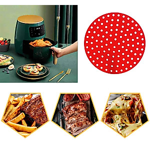 PINEPOEM Air Fryer Liners Reusable Silicone, Bamboo Steamer Liner, Perforated Liner for Air Fryer