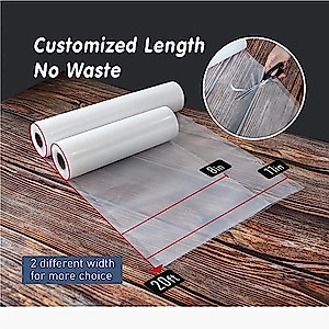 Bbaoo Vacuum Sealer Bags 6 Pack 3 Rolls 11" x 20' and 3 Rolls 8" x 20' for Food Saver, Commercial Grade Bag Rolls, Food Vac Bags for Storage, Seal a Meal, BPA Free, Meal Prep or Sous Vide