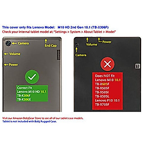BobjGear Bobj Rugged Tablet Case for Lenovo Tab M10 HD 2nd Gen 10.1 inch Models TB-X306F, TB-X306X Kid Friendly (Bold Black)