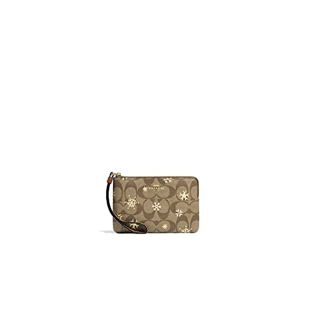 COACH Corner Zip Wristlet In Signature Canvas (IM/Khaki/Gold Multi)