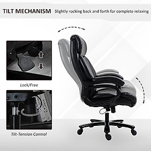 Vinsetto Big and Tall Executive Office Chair 396lbs with Wide Seat, Home High Back PU Leather Chair with Adjustable Height, Swivel Wheels, Black