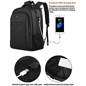 MATEIN Business Laptop Backpack, 15.6 Inch Travel Laptop Bag Rucksack with USB Charging Port, Water-Resistant Bag Daypack for Work Anti-Theft College Computer Men Women Backpack, Black