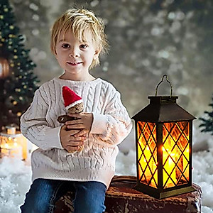 Solar Outdoor Lantern, Garden Hanging Waterproof Lanterns PVC Upgrade 3 LED Flickering Flameless Candle Decorative Lights for Garden (Grid Candle)