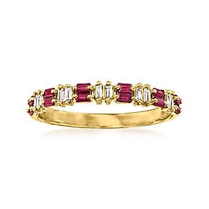 RS Pure by Ross-Simons 0.30 ct. t.w. Ruby and .10 ct. t.w. Diamond Ring in 14kt Yellow Gold. Size 7