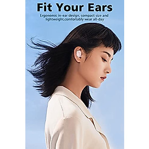 Wireless Earbuds, Bluetooth Earphones Stereo HiFi Sound Noise Cancelling with Built-in Microphone, True Wireless Headphones In-Ear Earbuds for Sports and Work, Compatible with iPhone, Android- Pink
