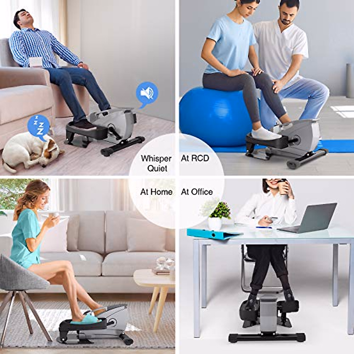 PERLECARE Under Desk Portable Elliptical Machine, Bike Pedal Exerciser with Adjustable Resistance & LCD Monitor, Non-Slip Quiet Elliptical Suitable for Gym Office Home - Model PCPE01