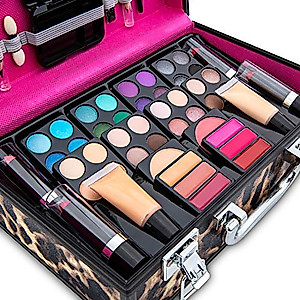 Vokai Makeup Kit Gift Set – 79 Piece - 32 Eye Shadows, 2 Blushes, 2 Lip Glosses, 2 Lipsticks, 2 Eye Liner Pencils, 1 Lip Liner Pencil, 1 Mascara - Case with Carrying Handle