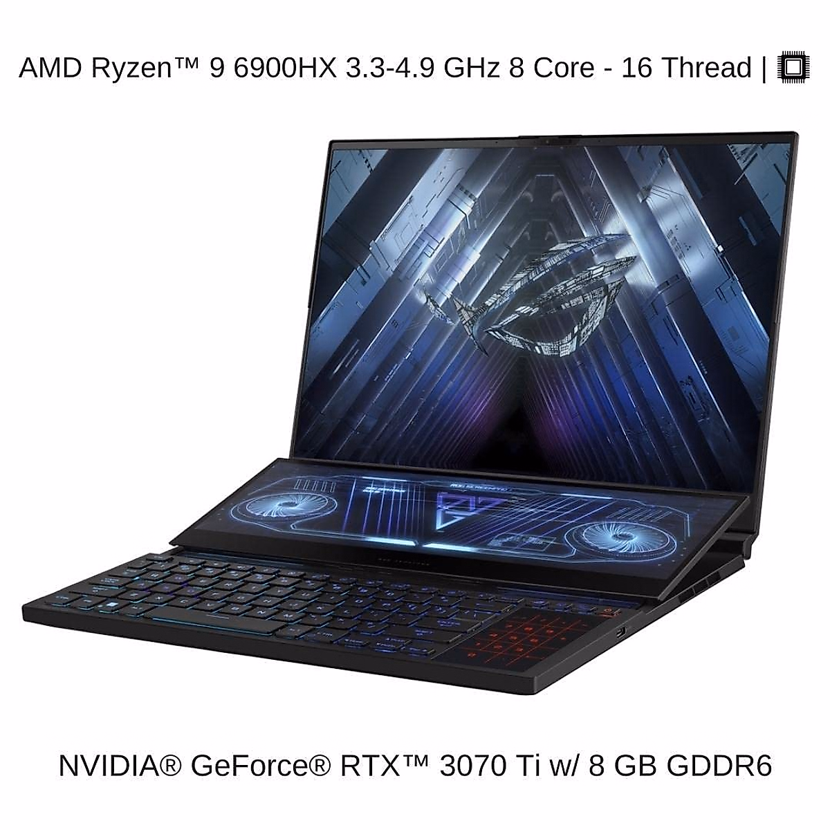 [2022] HIDevolution ASUS ROG Zephyrus Duo 16 GX650RW 16" WQXGA 165Hz, 3.3 GHz Ryzen 9 6900HX, RTX 3070 Ti, 64 GB 4800MHz RAM, 1 TB PCIe SSD